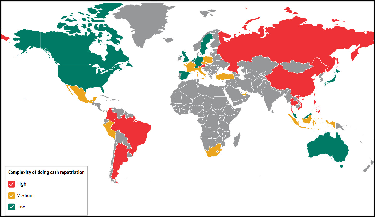 Cash Repatriation Heatmap | Baker McKenzie Resource Hub